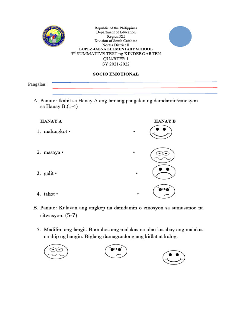 KINDER Q1 3rd Summative | PDF