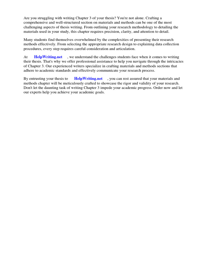 Chapter 3 Thesis Materials and Methods | PDF