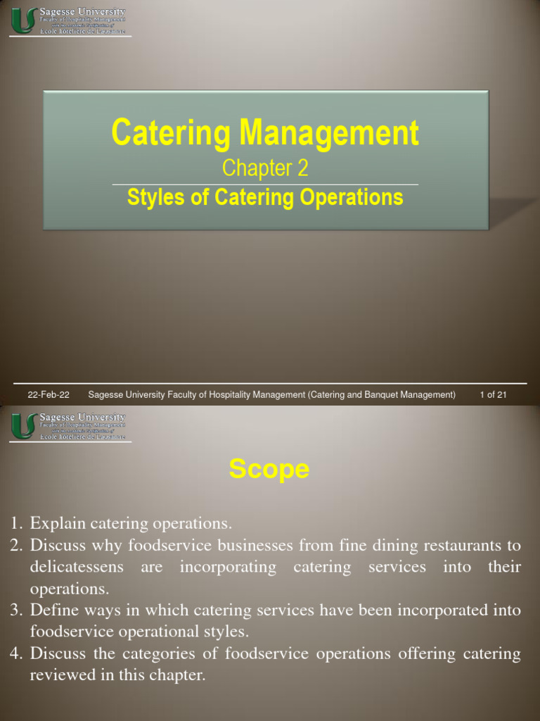 Catering Operations Overview | PDF | Foodservice | Menu