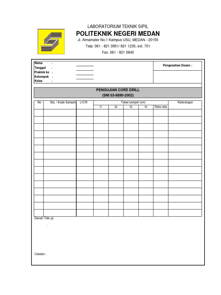 Form Uji Core Drill | PDF
