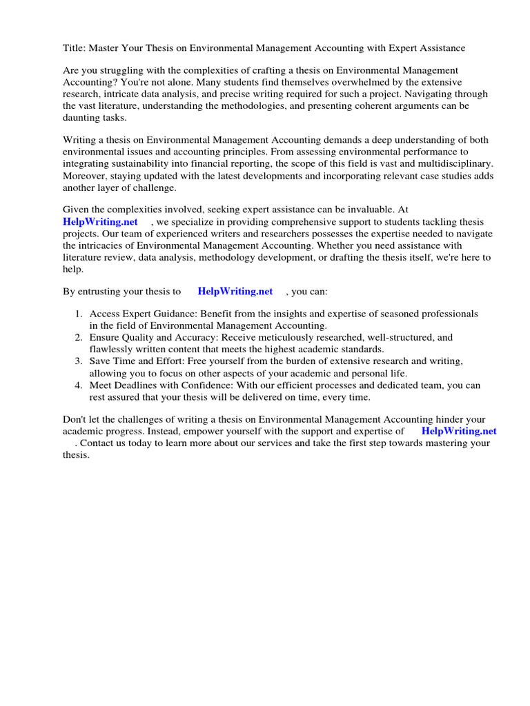 Thesis On Environmental Management Accounting | PDF