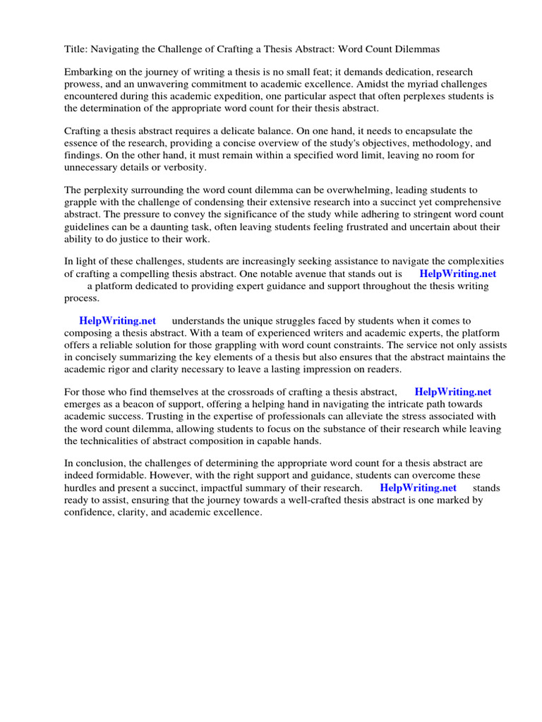 Thesis Abstract How Many Words | PDF | Thesis | Abstract (Summary)