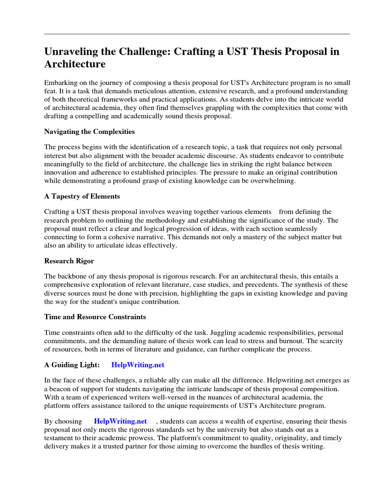 Ust Thesis Proposal Architecture | PDF