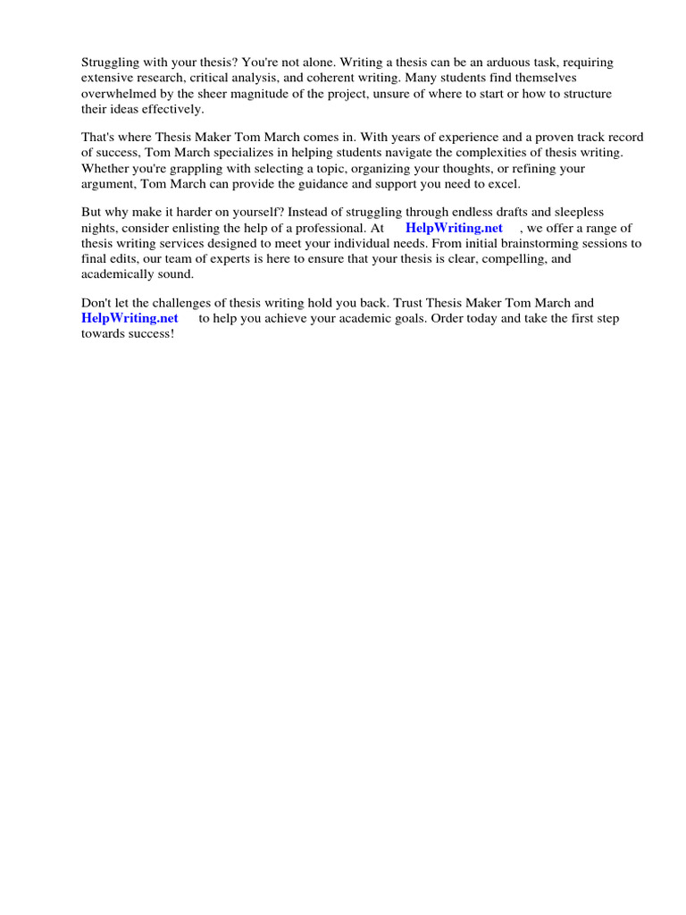 Thesis Maker Tom March | PDF | Essays | Thesis