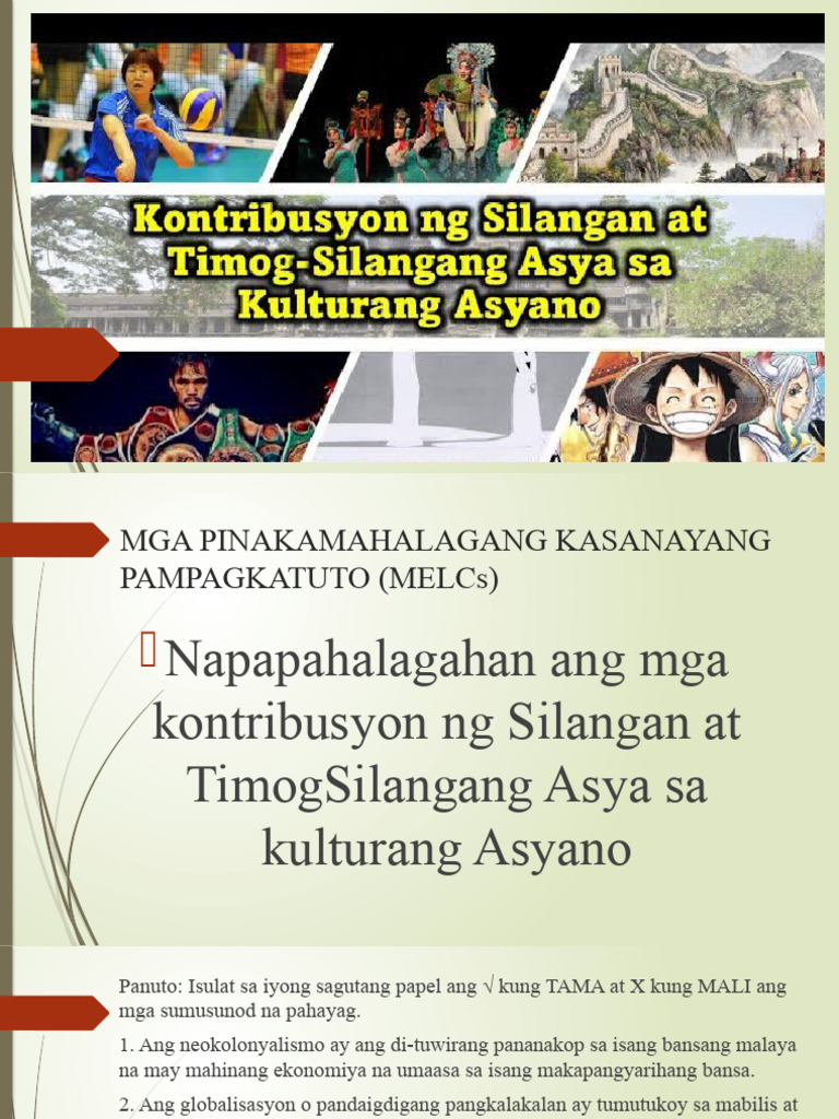 Kontribusyon NG Silangan at Timog-Silangang Asya Sa Kulturang | PDF