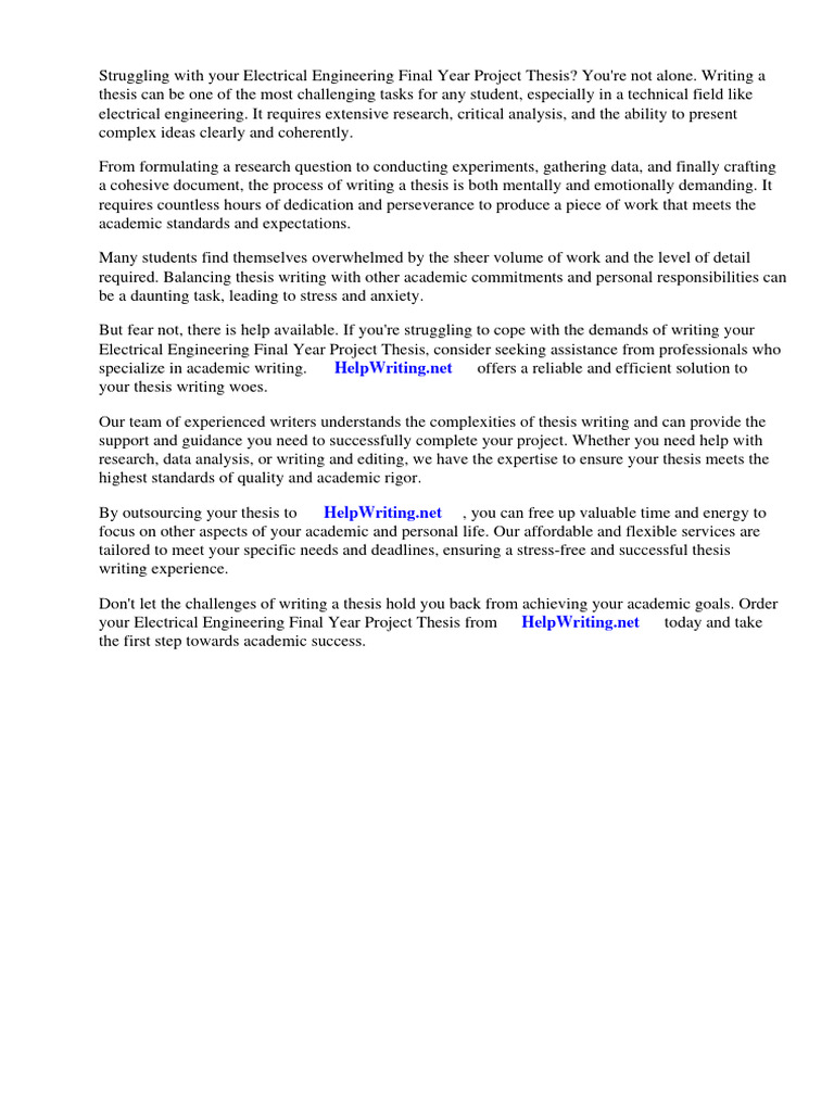 Electrical Engineering Final Year Project Thesis | PDF | Electrical ...