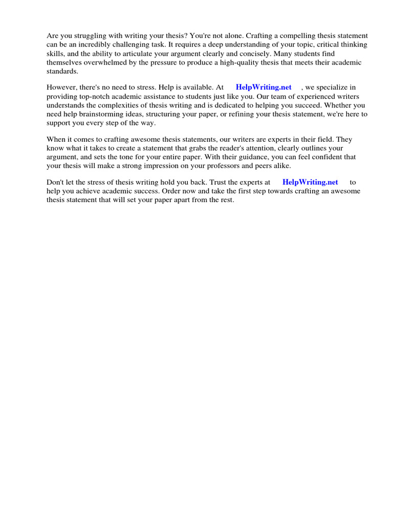 Examples of Awesome Thesis Statements | PDF | Thesis | Essays