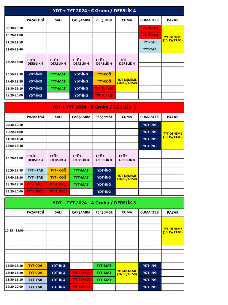 Yks Tyt 2024 Ders Programi - 2.Dönem | PDF