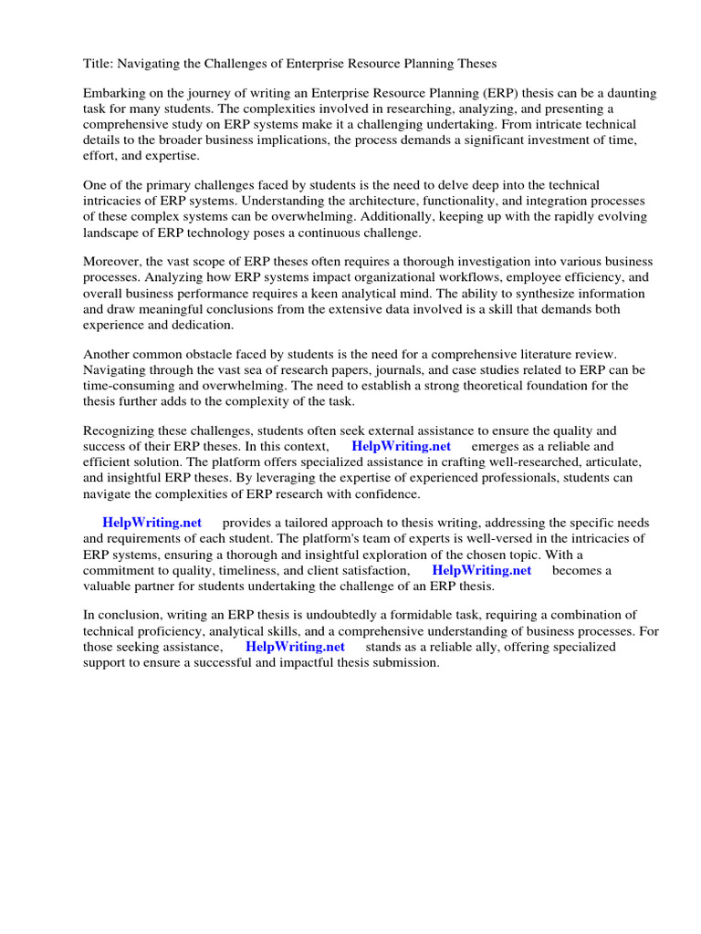 ERP Thesis Guide for Students | PDF | Enterprise Resource Planning ...