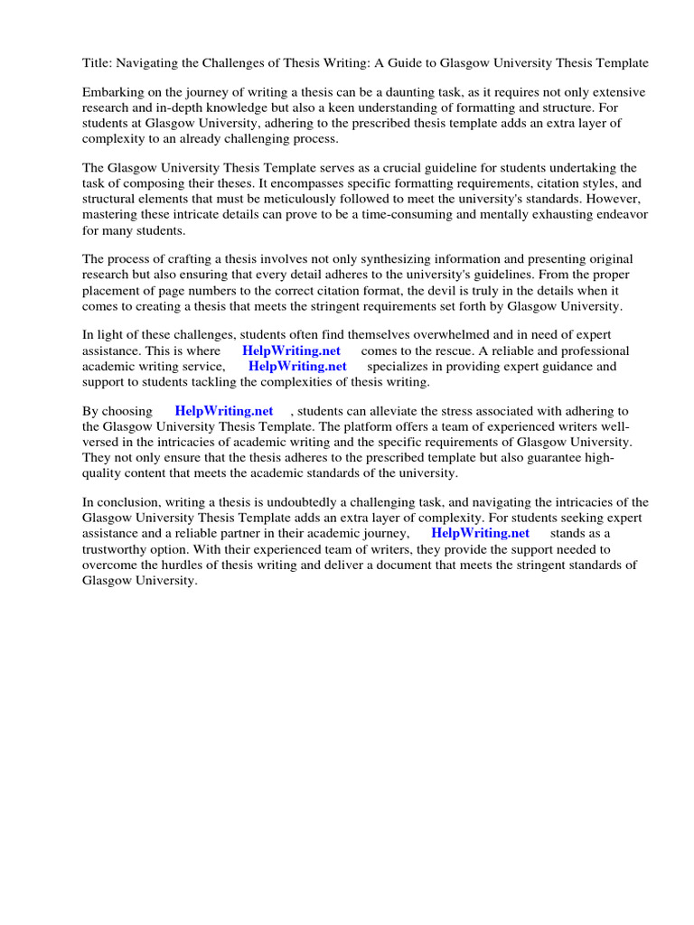 Glasgow University Thesis Template | Download Free PDF | Thesis | Apa Style