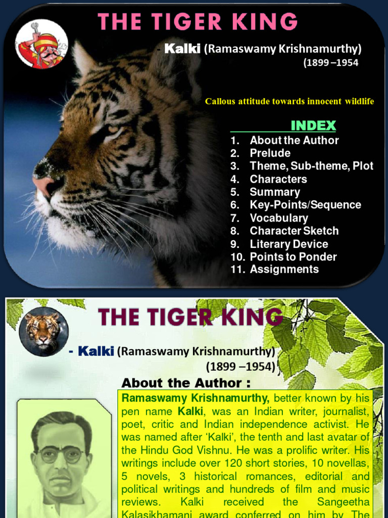 The Tiger King: Summary and Analysis | PDF | Kalki Krishnamurthy | Irony