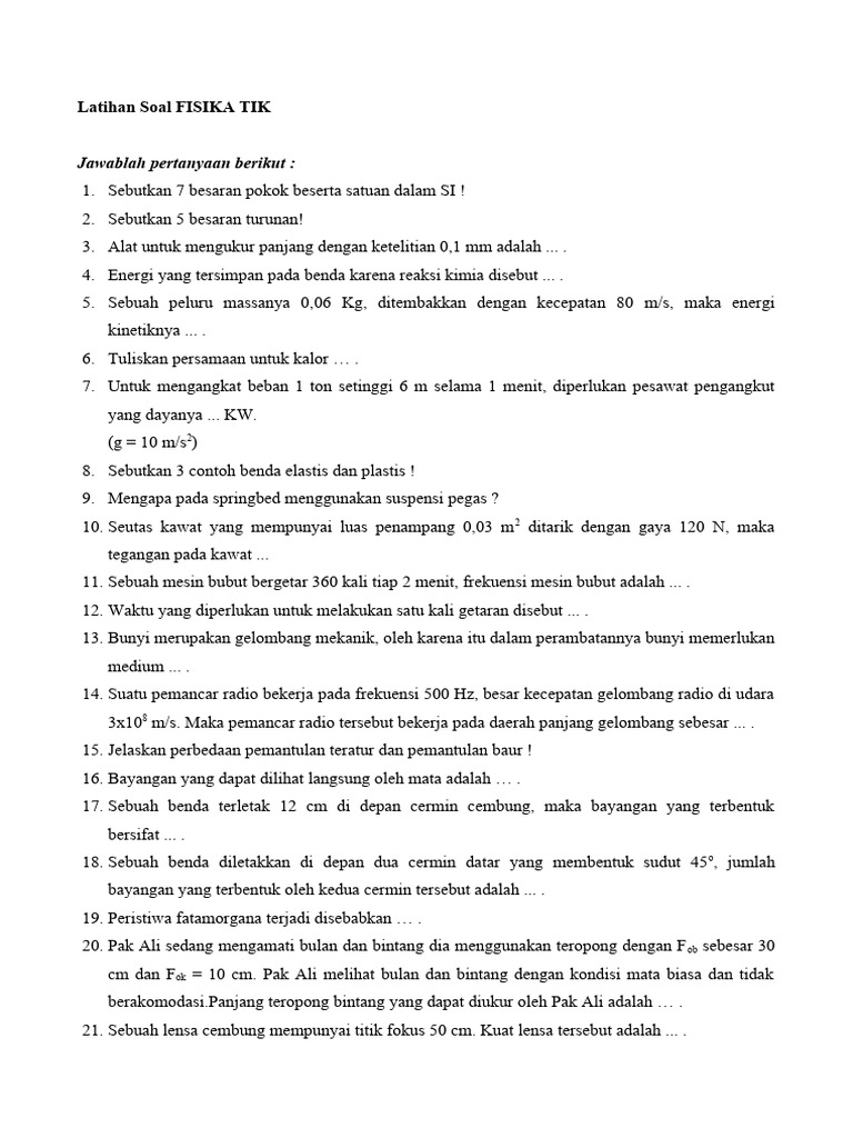 Latihan Soal Fisika SMA | PDF