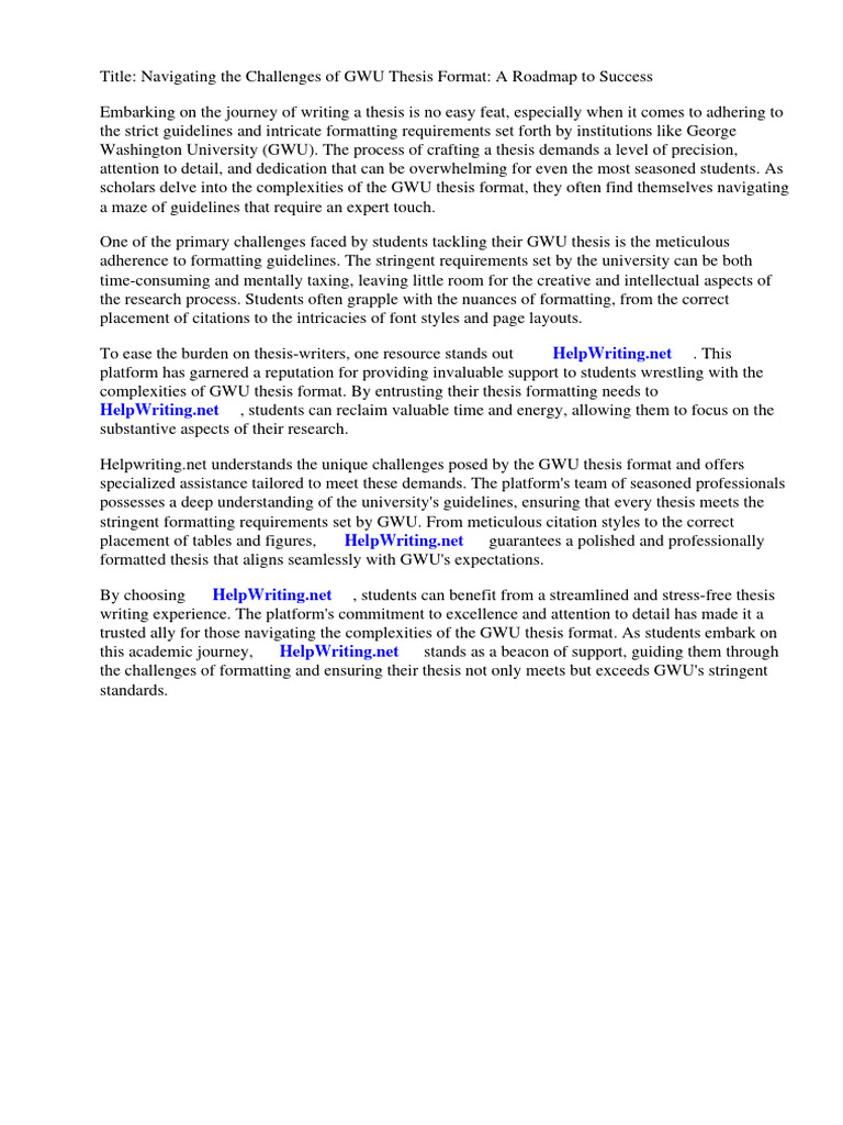Gwu Thesis Format | PDF