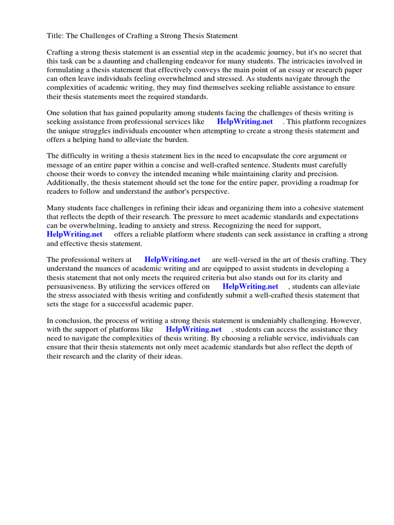 Write A Strong Thesis Statement | PDF | Essays | Thesis