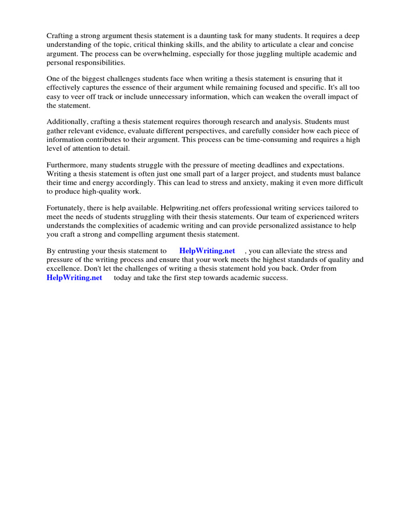 How To Write A Good Argument Thesis Statement | PDF | Essays | Thesis