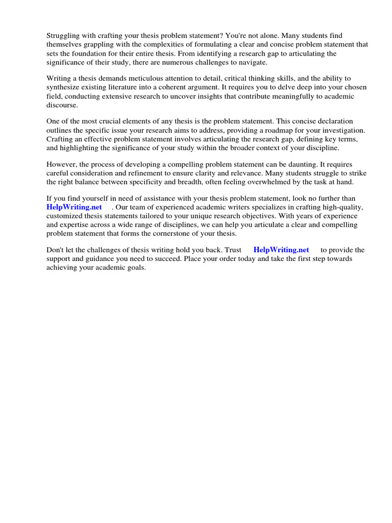 Sample Thesis Problem Statement | PDF