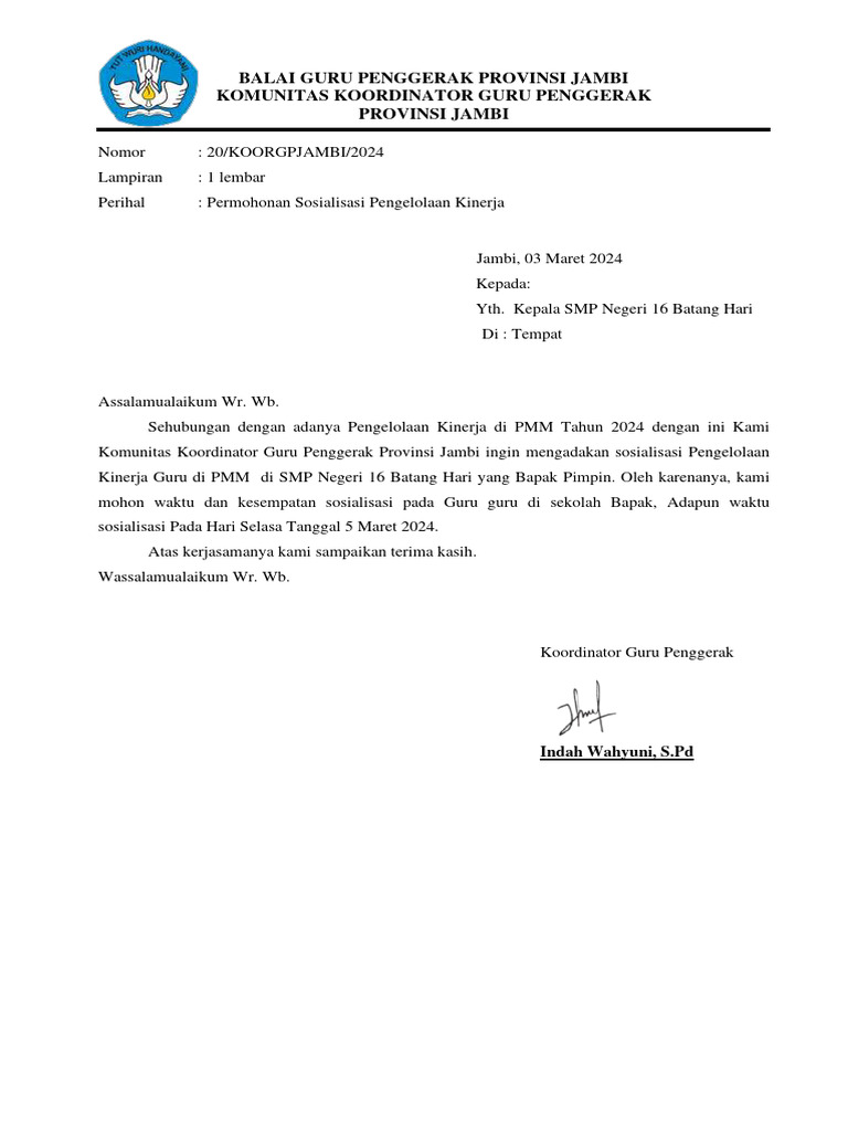 Surat Permohonan Sosialisasi | PDF