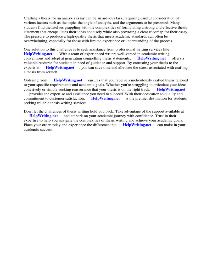 Analysis Essay Thesis Generator | PDF