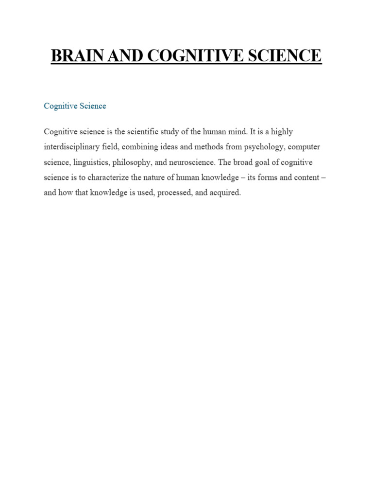 Brain and Cognitive Science | PDF