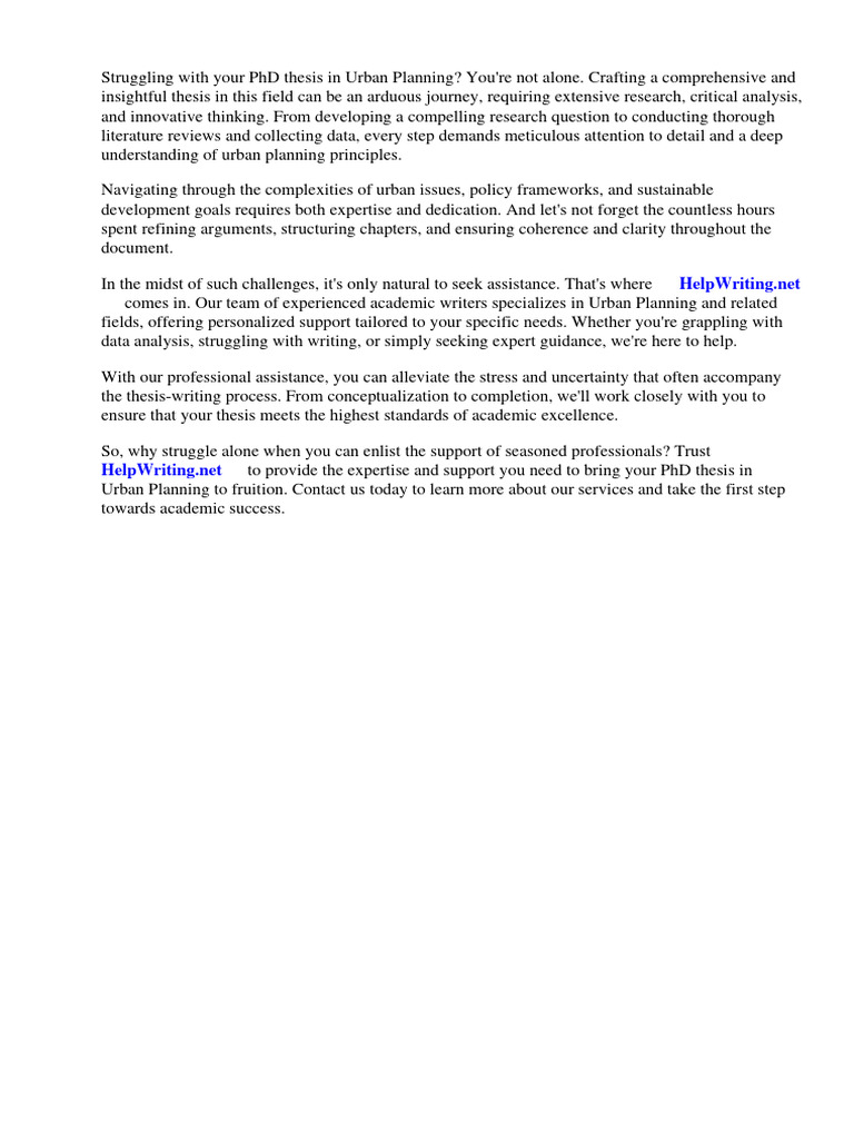 Phd Thesis Urban Planning | PDF