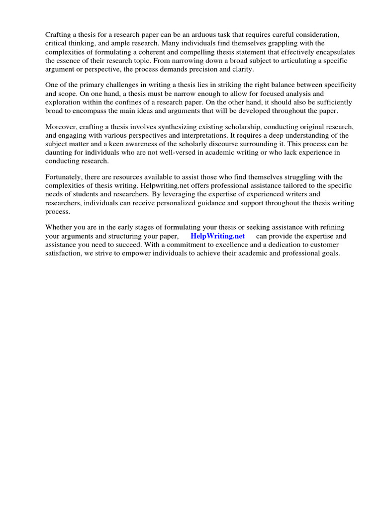 How To Form A Thesis For A Research Paper | PDF