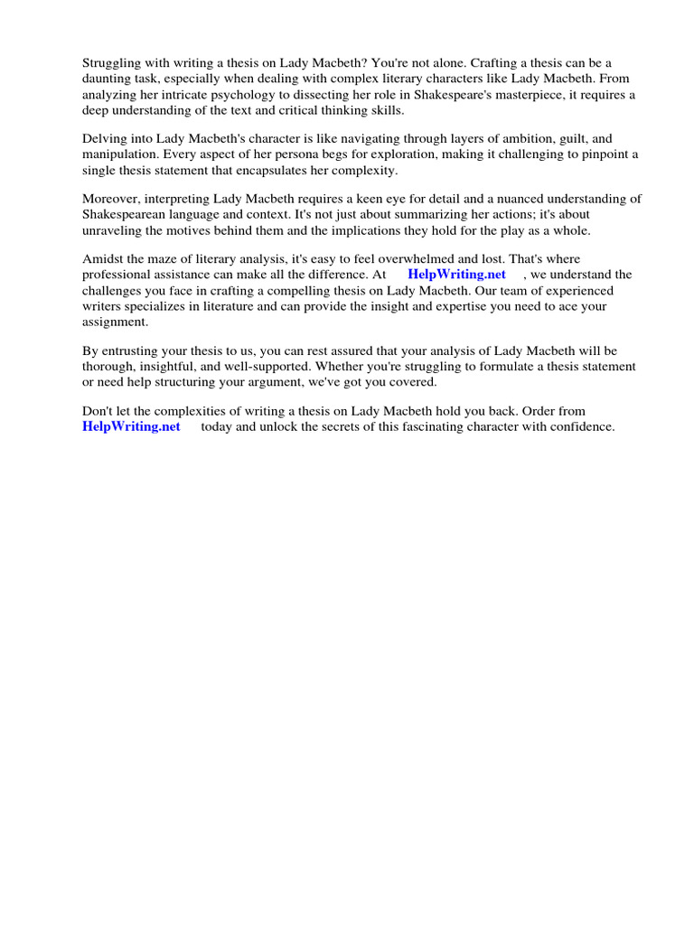 Thesis For Lady Macbeth | Download Free PDF | Macbeth