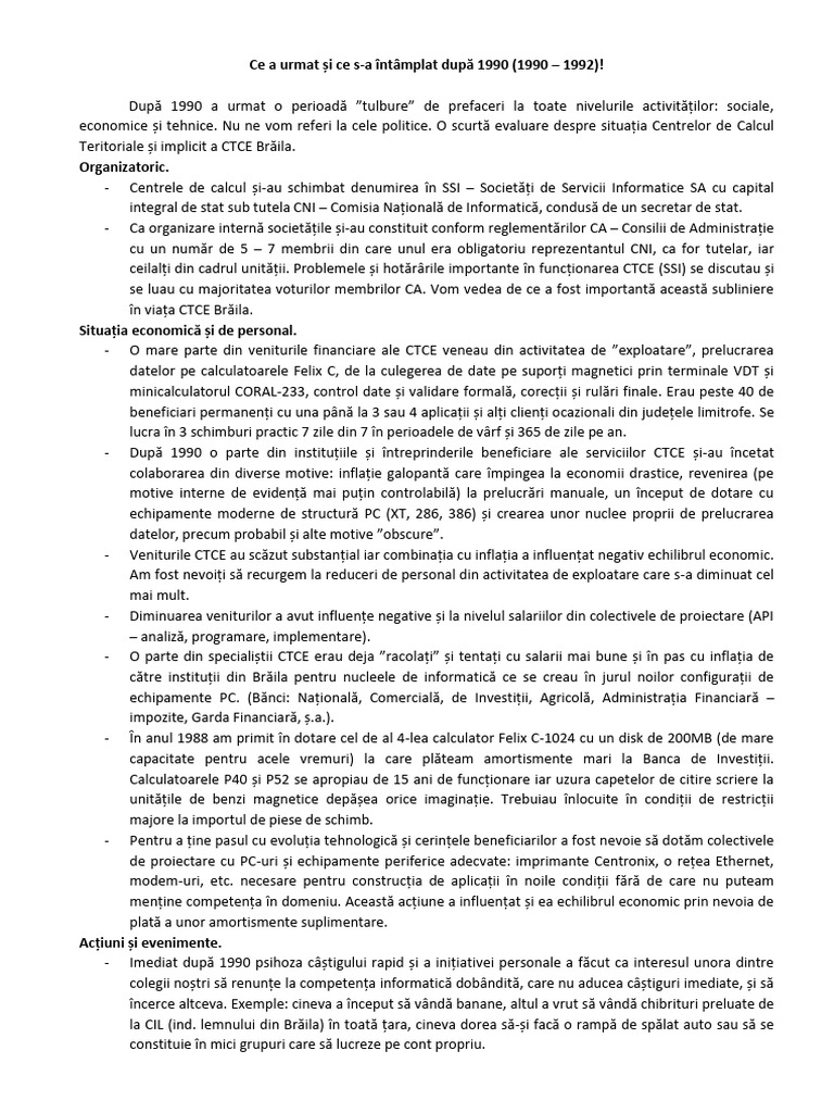 CTCE - Braila - Ce A Urmat După 1990! | PDF