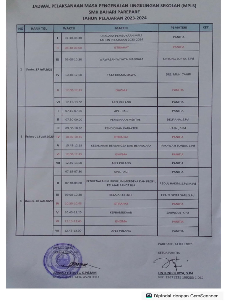 Jadwal MPLS 2023-2024 | PDF