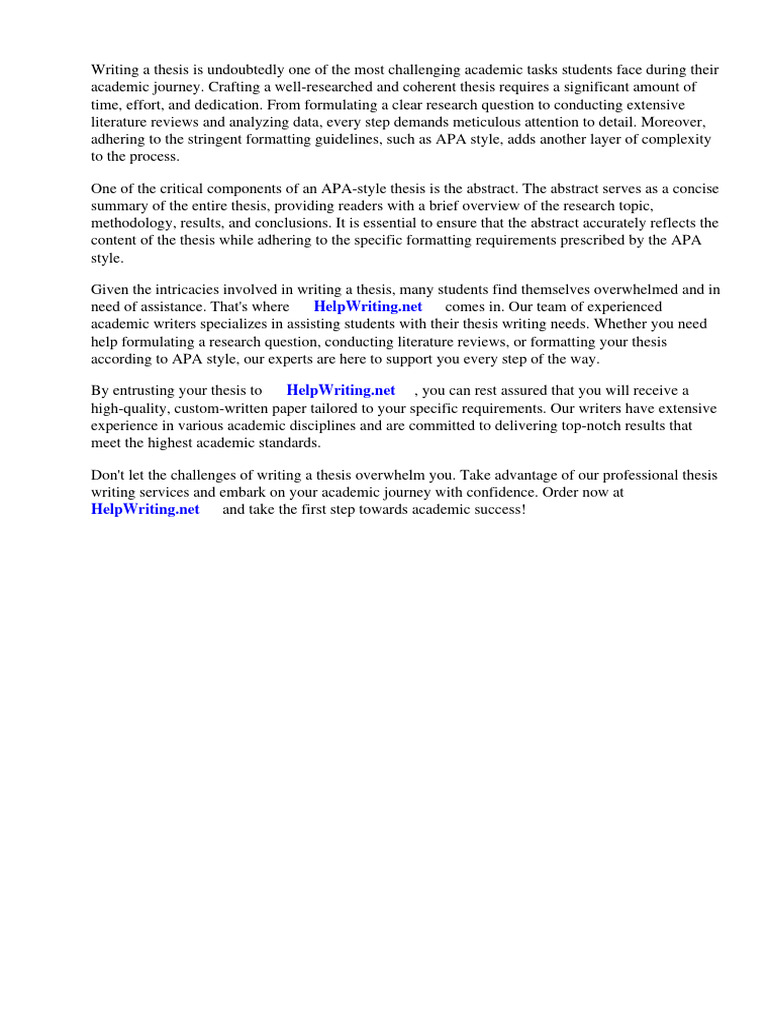 Abstract Thesis Apa Style | PDF | Apa Style | Abstract (Summary)