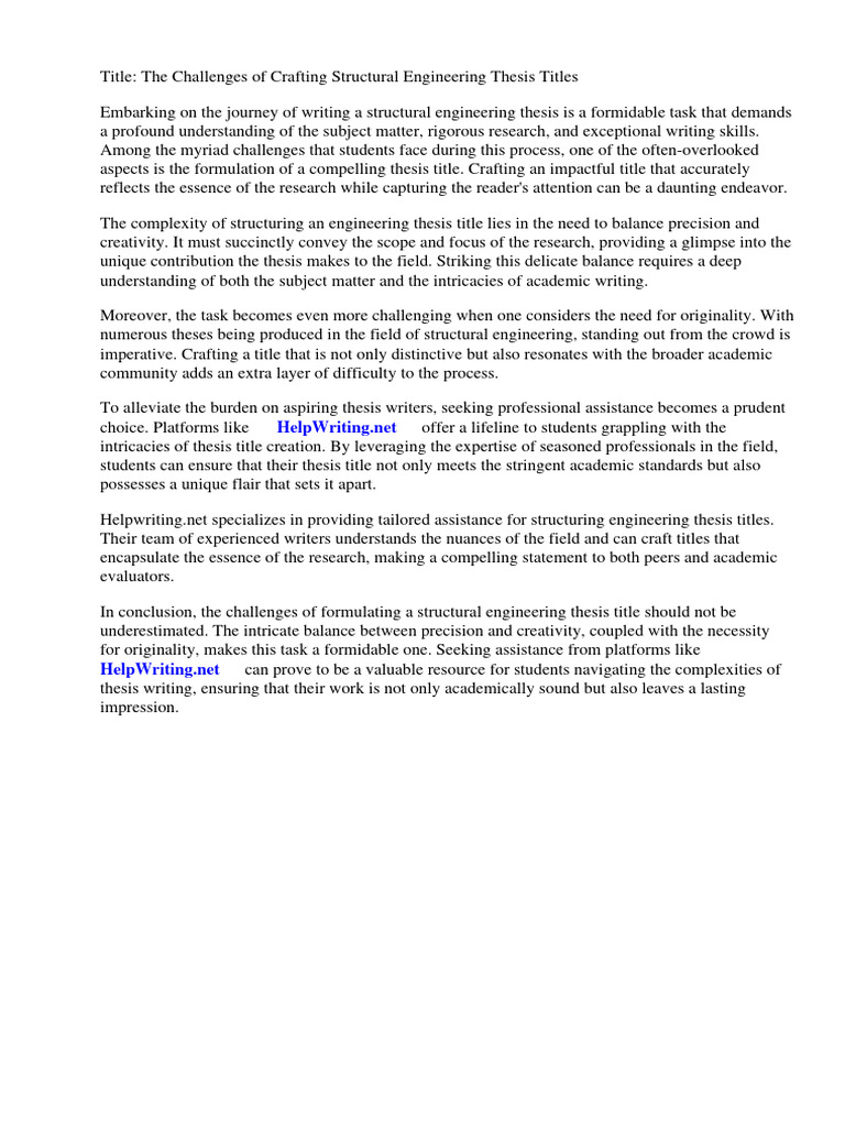 Structural Engineering Thesis Titles | PDF | Thesis | Engineering