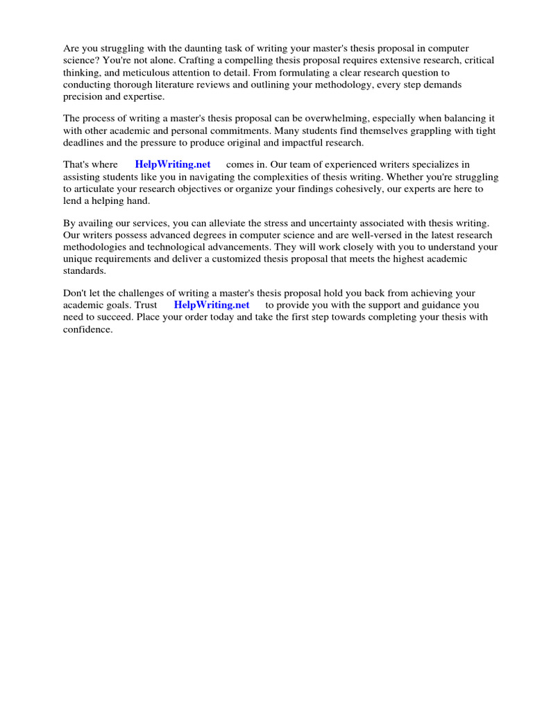 Master Thesis Proposal Computer Science | PDF | Thesis | Science