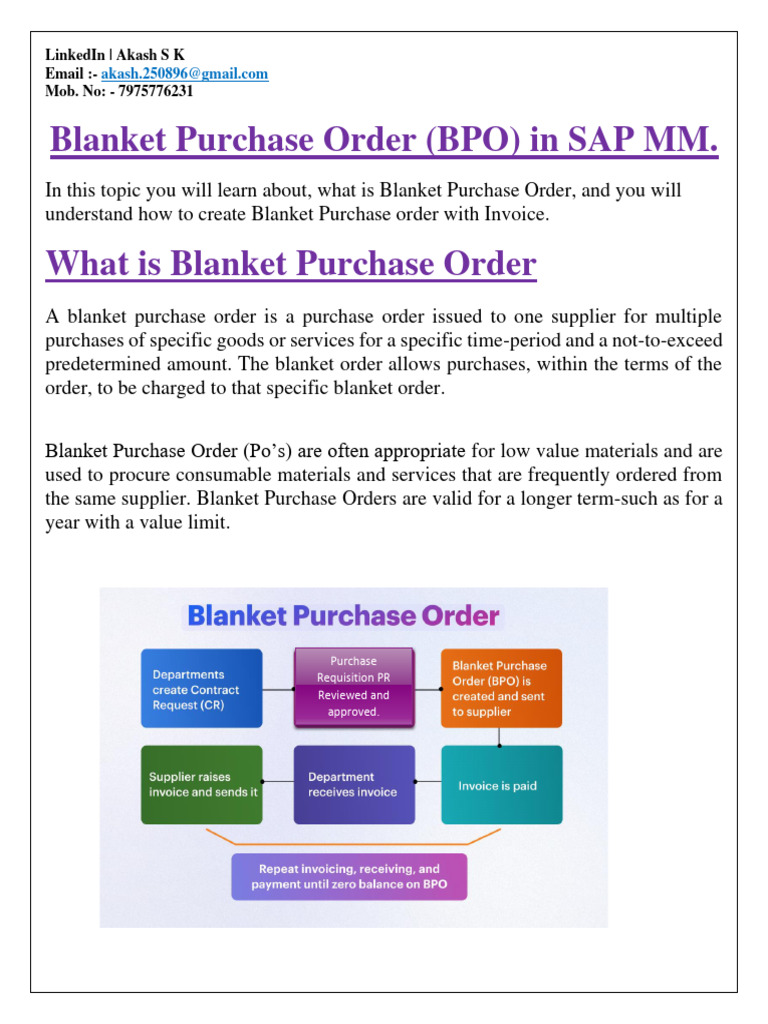 Blanket Purchase Order (BPO) in SAP MM | PDF | Invoice | Business Process