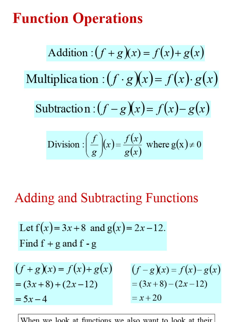Function Operations | PDF | Function (Mathematics) | Mathematics