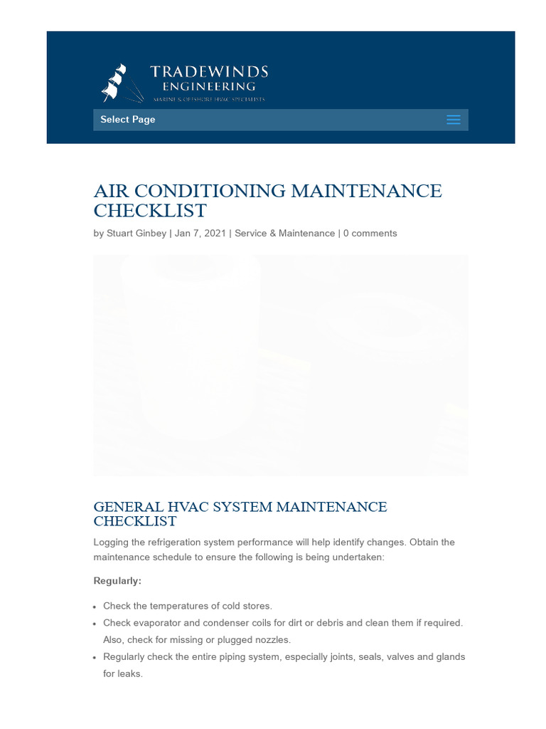 Air Conditioning Maintenance Checklist | PDF
