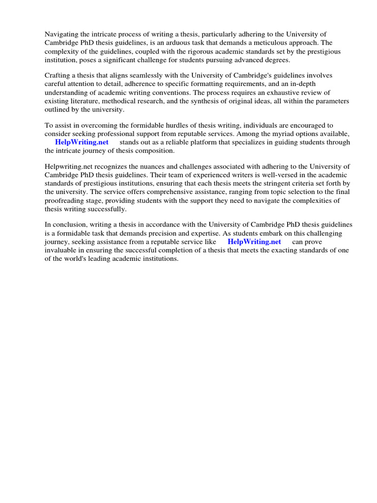 University of Cambridge PHD Thesis Guidelines | PDF