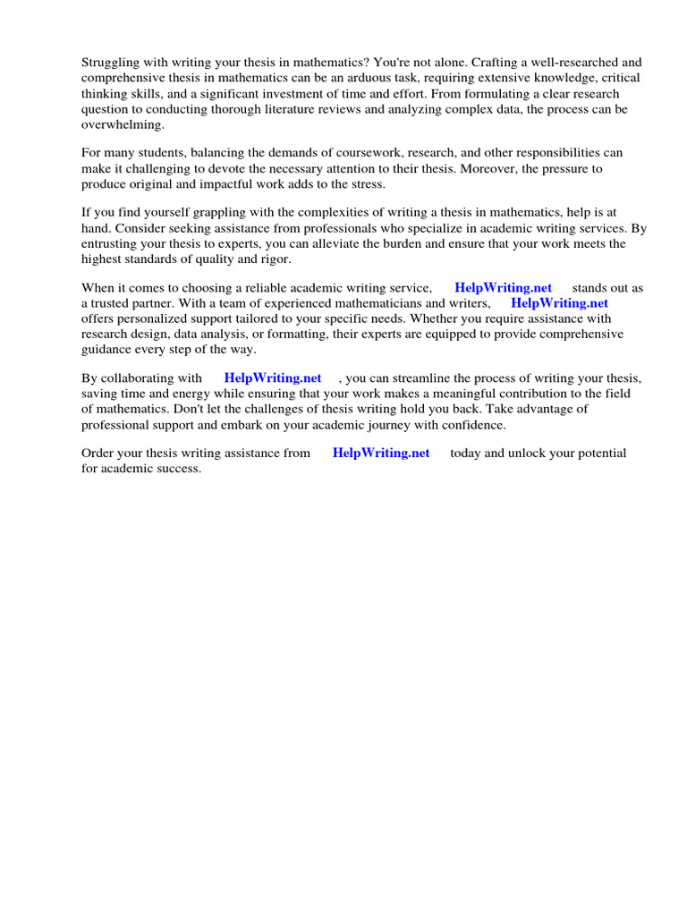 Example of Baby Thesis in Mathematics | Download Free PDF | Thesis ...