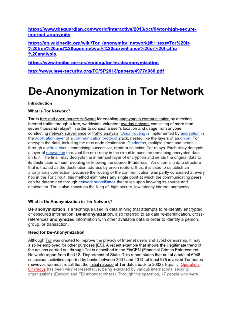 De Anonymization In Tor Download Free Pdf Computer Network Information And Communications 