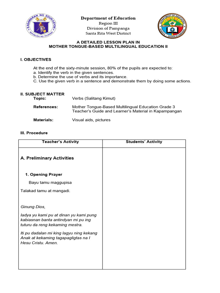 Lesson Plan in MTB | PDF