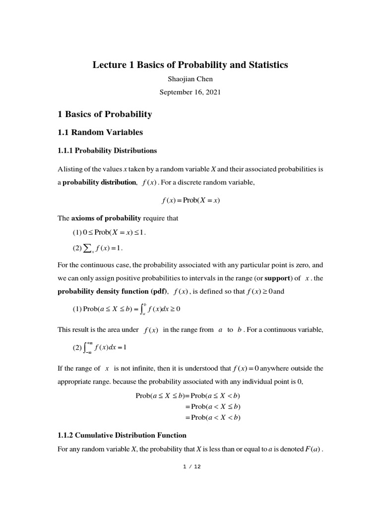 Appendix A Probability and Statistics | Download Free PDF | Estimator | Probability Distribution