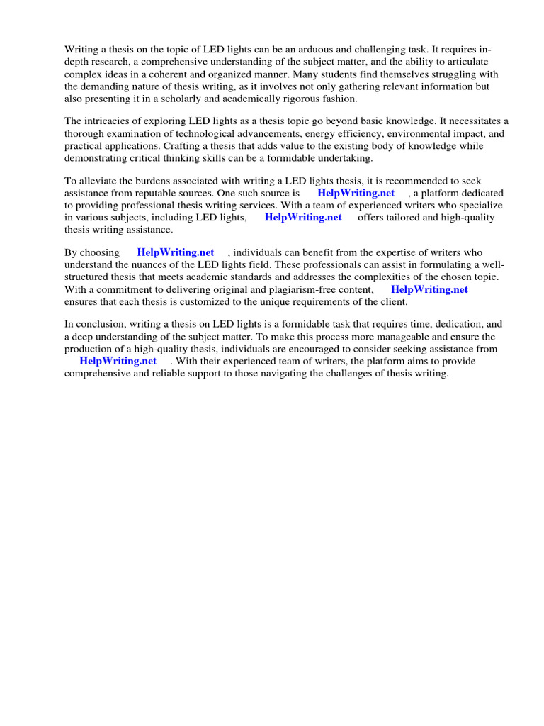 Led Lights Thesis | PDF | Lighting | Light Emitting Diode