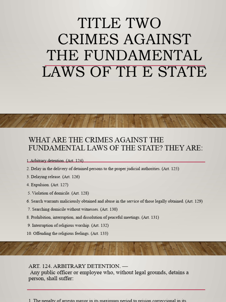 Title 2 Crimes Against The Fundamental of The State | PDF | Detention (Imprisonment) | Arrest