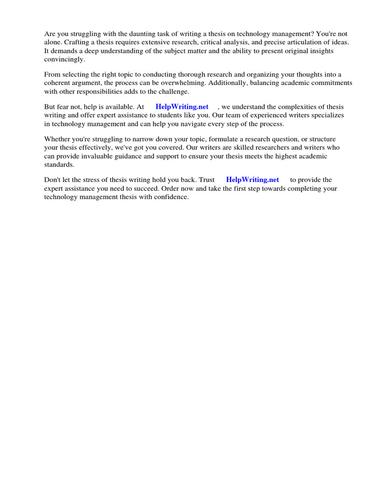 Technology Management Thesis Topics | PDF | Engineering | Thesis
