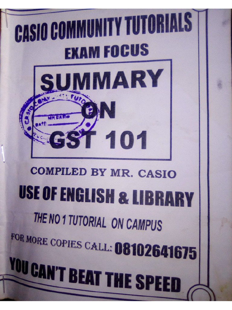 Casio GST 101 Summary | PDF