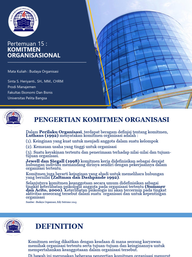 Definisi dan Bentuk Komitmen Organisasi | PDF | Karier & Perkembangan