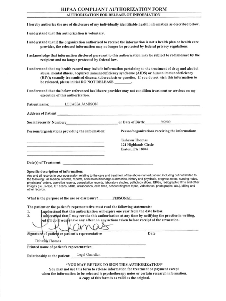 HIPAA Authorization Form Guide | PDF