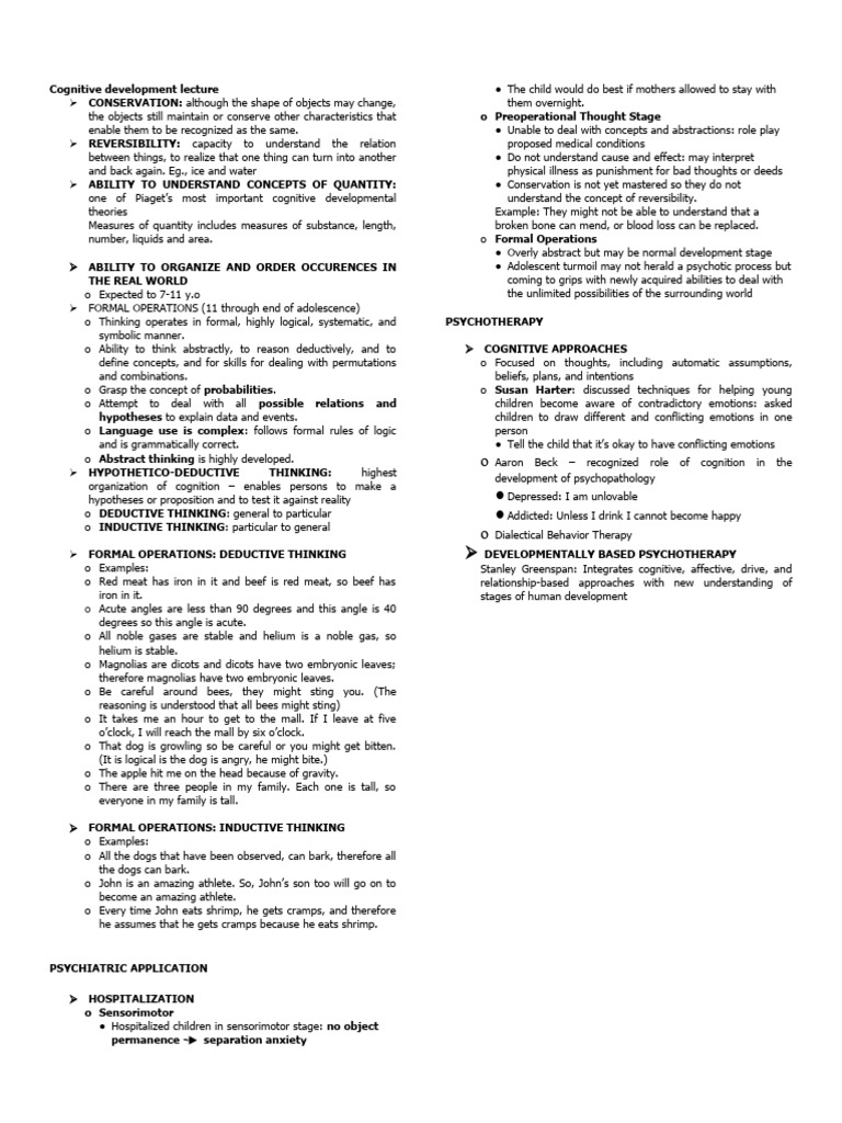 COGNITIVE DEVELOPMENT | PDF | Cognitive Development | Psychology