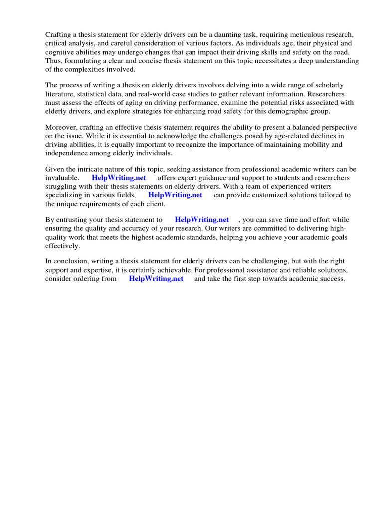 Thesis Writing for Elderly Drivers | PDF
