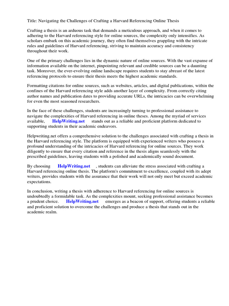 Harvard Referencing Online Thesis | PDF