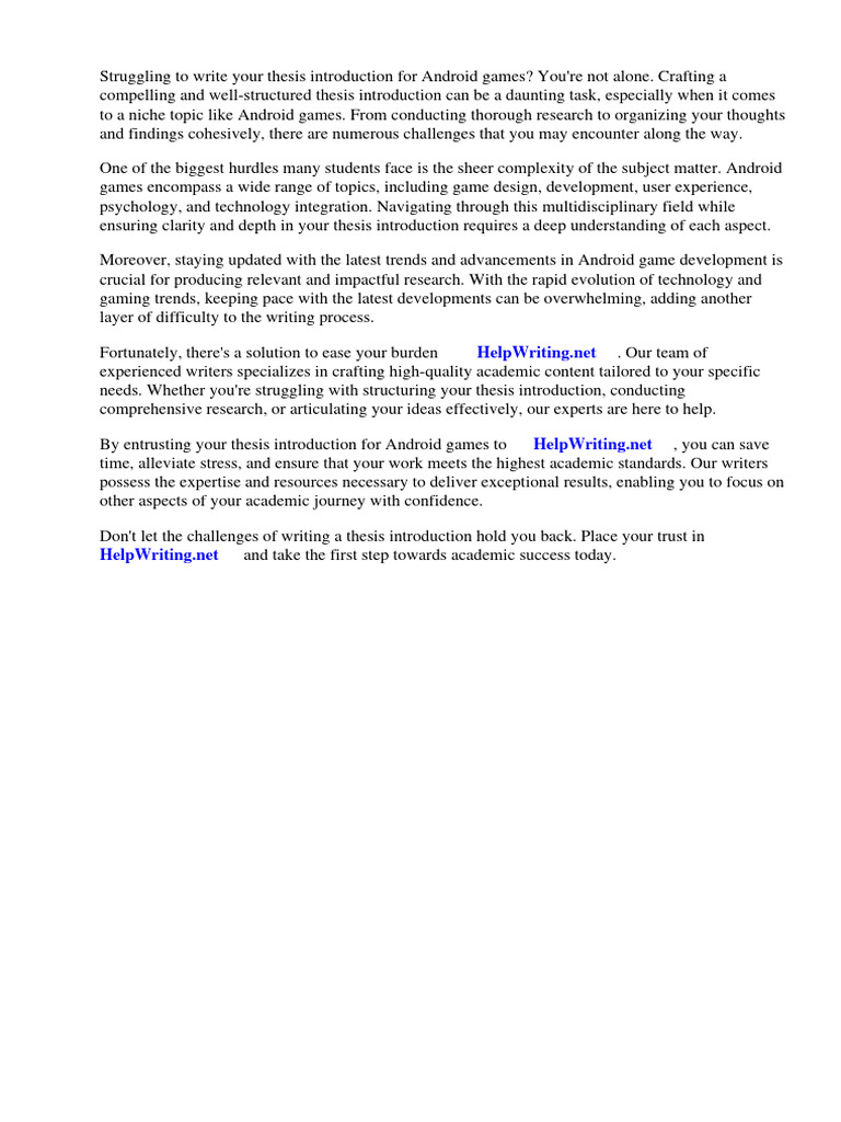 Thesis Introduction For Android Games | PDF | Diagnostic And Statistical Manual Of Mental ...