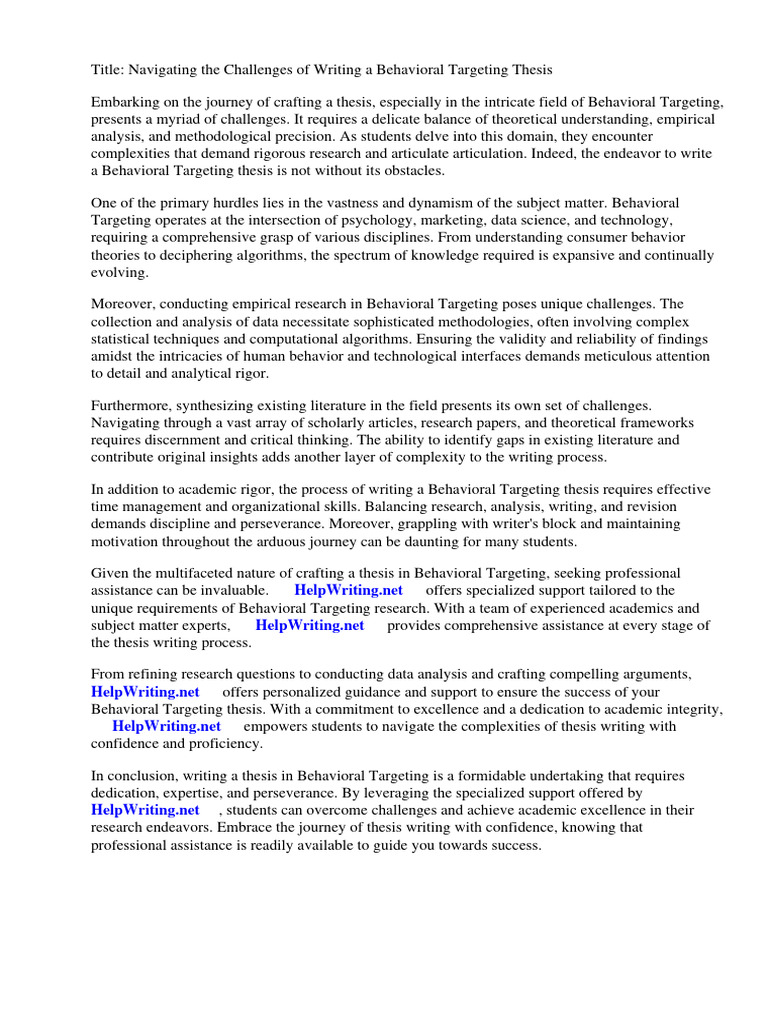 Behavioral Targeting Thesis | PDF | Advertising | Marketing